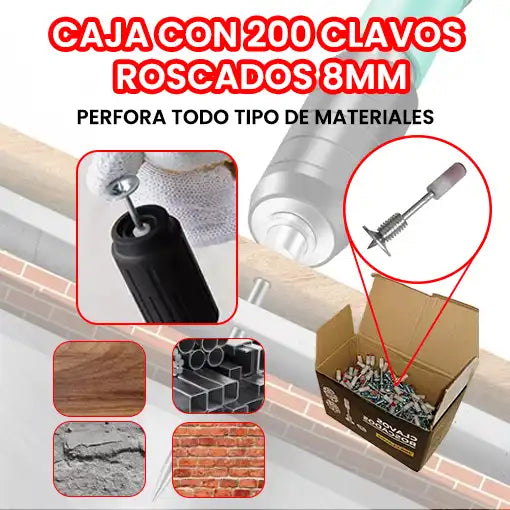 CAJA CON 200 CLAVOS ROSCADOS 👷🤩 ¡Atraviesa y atornilla sobre superfici ...
